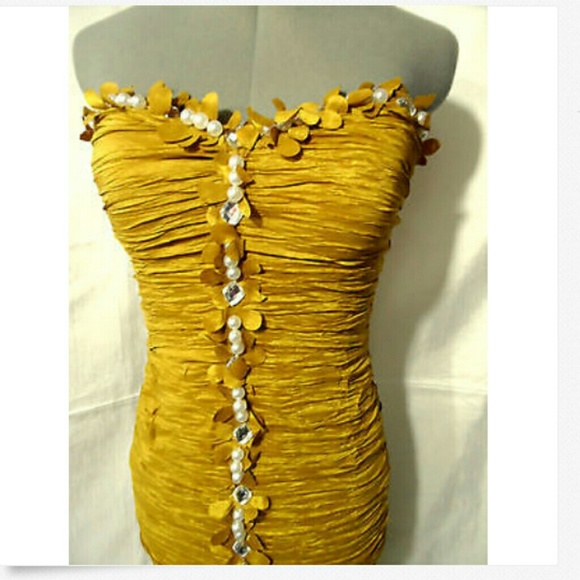 Daisy | Dresses | Daisy Formal Dress Golden Floral Decorated Small ...